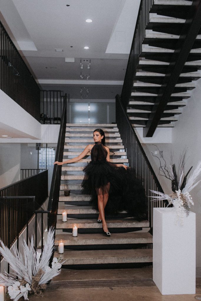 Modern & Moody All-Black Editorial at The Pioneer | Brontë Bride